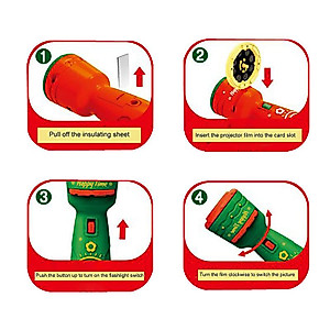 MONEYN Slide Projector Torch Projection Light, Christmas Day Children's Light Projector Fun Lighting Flashlight, Kids Toddler Fun Cognition Bedtime Education Projection Light (Random Color 1pcs)