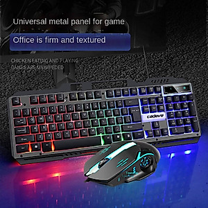 NC Backlit RGB Keyboard and Mouse Combination, Adjustable Breathing Light, Wired Gaming Keyboard, Wrist Rest Keyboard, Adjustable DPI Gaming Mouse, Suitable for Mac, PC and Laptop Gamers (Black)