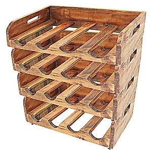 vidaXL Wine Rack, Wine Bottle Holder for 16 Bottles, Floor Wine Cabinet, Wine Bottle Organizer for Living Room Kitchen, Farmhouse, Solid Fir Wood