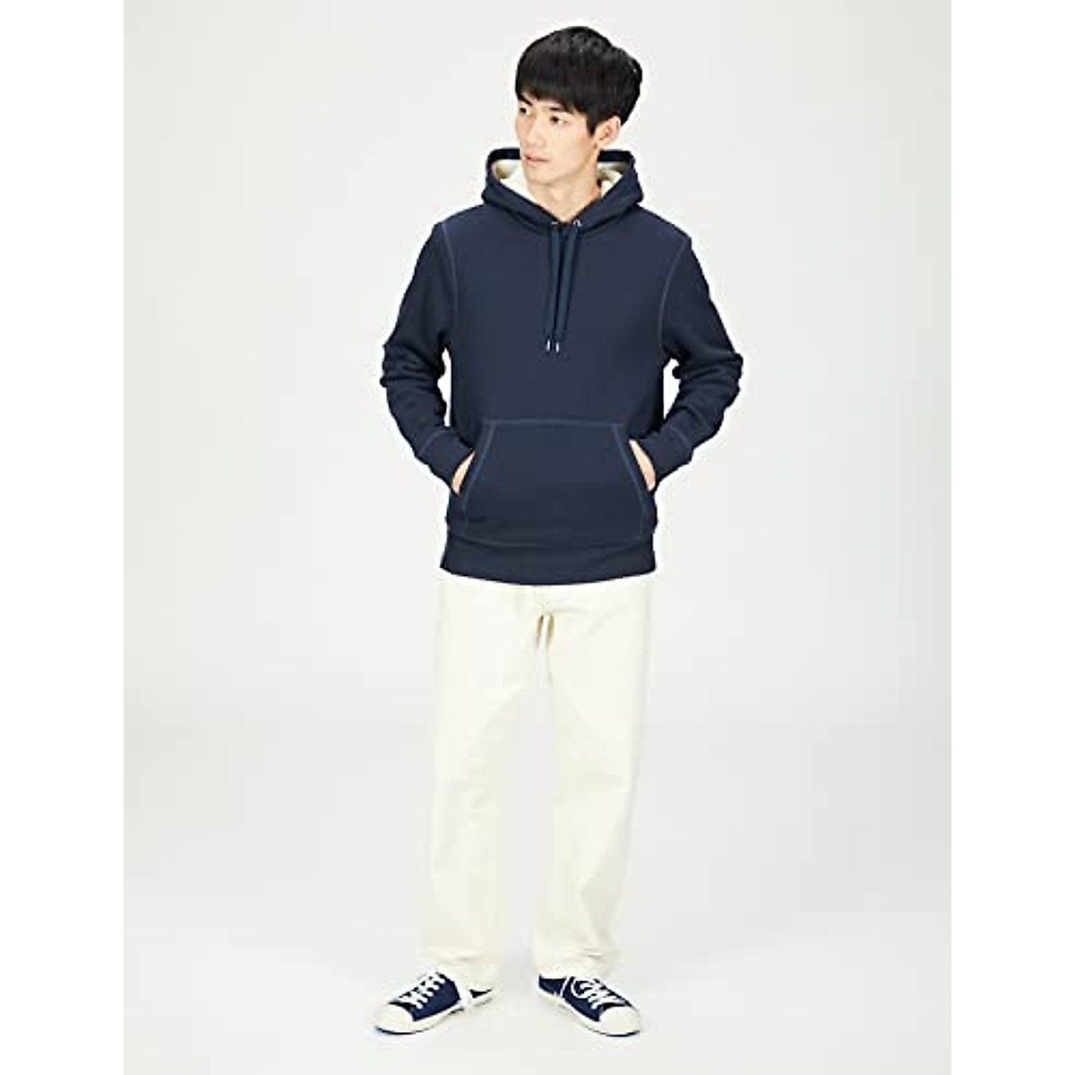 Amazon Essentials Men's Sherpa-Lined Pullover Hoodie, Navy, Large