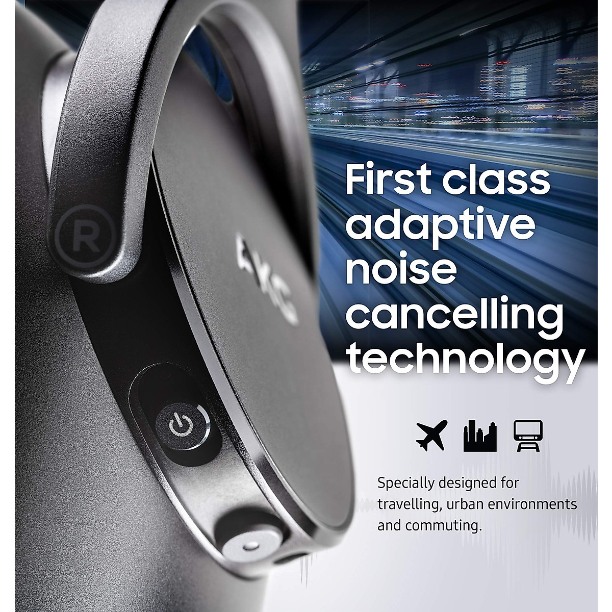 SAMSUNG AKG (A Samsung Brand) N700NC M2 Over-Ear Foldable Wireless Headphones, Active Noise Cancelling Headphones - Black (US Version), 2.6, Model:GP-N700HAHCIWA