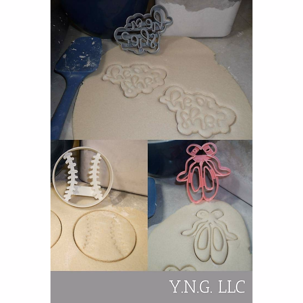 BASEBALL OR BALLET SLIPPERS GENDER REVEAL BABY SHOWER SET OF 3 COOKIE CUTTERS MADE IN USA PR1228