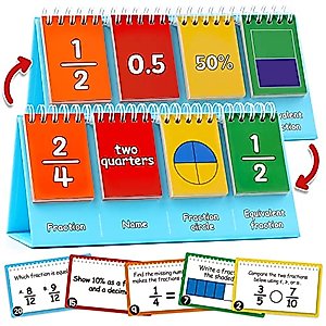 Aizweb Double-Sided Fractions and Equivalency Flip Chart - Math Manipulatives for Elementary School, Fraction Manipulatives, Homeschool Supplies