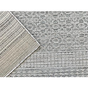 Benissimo 4 x 6 Indoor Outdoor Rug Tile Collection Non-Slip, Woven, Jute Backing Area Carpet for Living Room, Bedroom, Kitchen, Entryway, Hallway, Patio, Farmhouse Decor, Beige