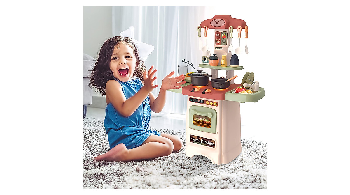 deAO Kitchen Toys for Kids Kitchen Playset Toy with Sounds and Lights ...