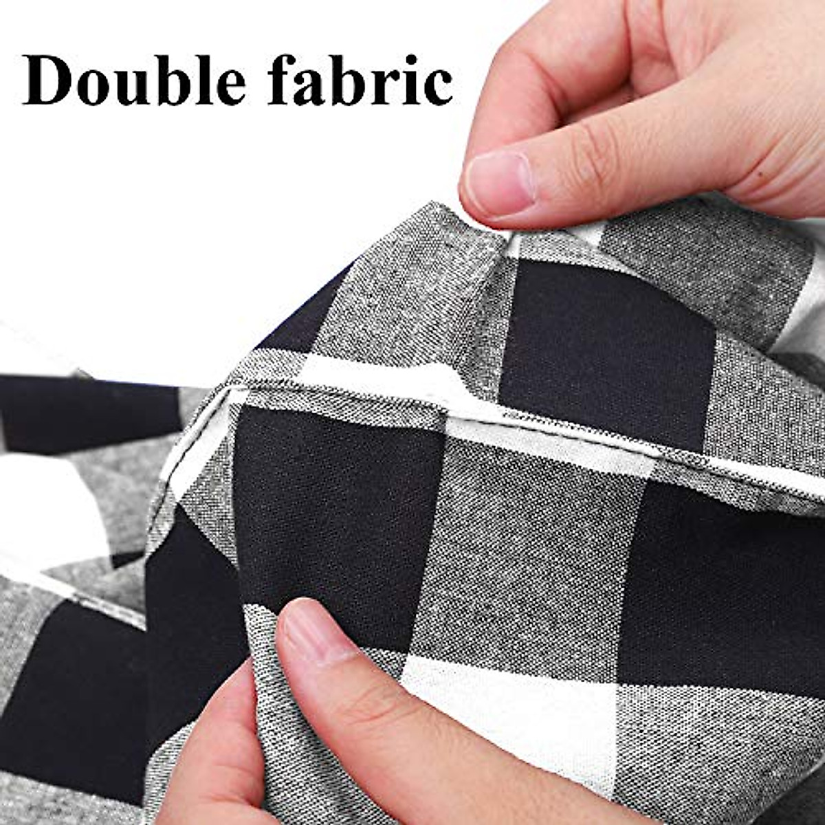 Aneco 6 Pack Buffalo Plaid Placemats Place Mats 13 x 19 Inches Checkered Double Layer Placemats Decorative Kitchen Cotton Table Placemats, Black and White