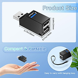 USB Hub,3 Port High USB 3.0 Speed Splitter Plug and Play Bus Powered for MacBook, Mac Pro/Mini,iMac, Surface Pro,XPS,Notebook PC,USB Flash Drives,Mobile HDD, and More (BLACK1)
