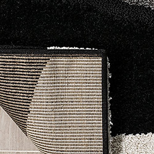 SAFAVIEH Florida Shag Collection 5'3" x 7'6" Grey/Black SG475 Abstract Non-Shedding Living Room Bedroom Dining Room Entryway Plush 1.2-inch Thick Area Rug