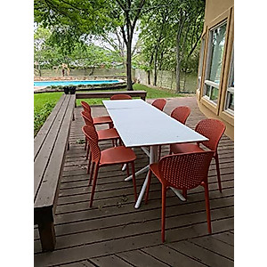 2xhome Modern Pool Patio Chair, Stackable Dining Side Chair for Indoor Outdoor Kitchen Living Room Restaurant, Orange, Single, Set of 1