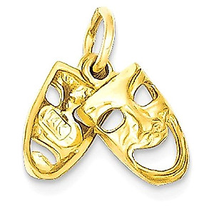 IceCarats 14K Yellow Gold Comedy Tragedy Set Necklace Charm Pendant 15mm x 11mm Only