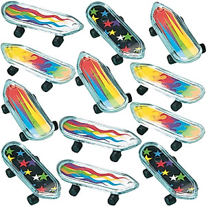 Amscan Ultimate Finger Skateboard Value Pack - 1.87" x 0.5" x 0.5"(Pack of 12) - Multicolor Mini Plastic Skateboards - Perfect Party Favors & Skill-Boosting Toy Collection