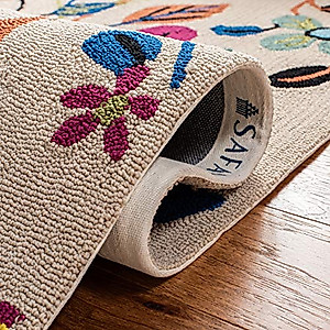 SAFAVIEH Four Seasons Collection 2'6" x 4' Ivory/Multi FRS427A Hand-Hooked Floral Accent Rug