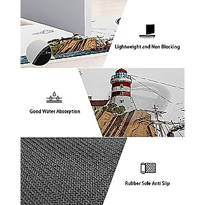 Light-house Bath Mat for Tub,Non Slip Bathroom Floor Runner Rug Quick Dry & Absorbent Diatomaceous Earth Shower Sink Kitchen Living Room Washable Doormat,Retro Sailboat Ocean Coastal Nautical 16"x24"