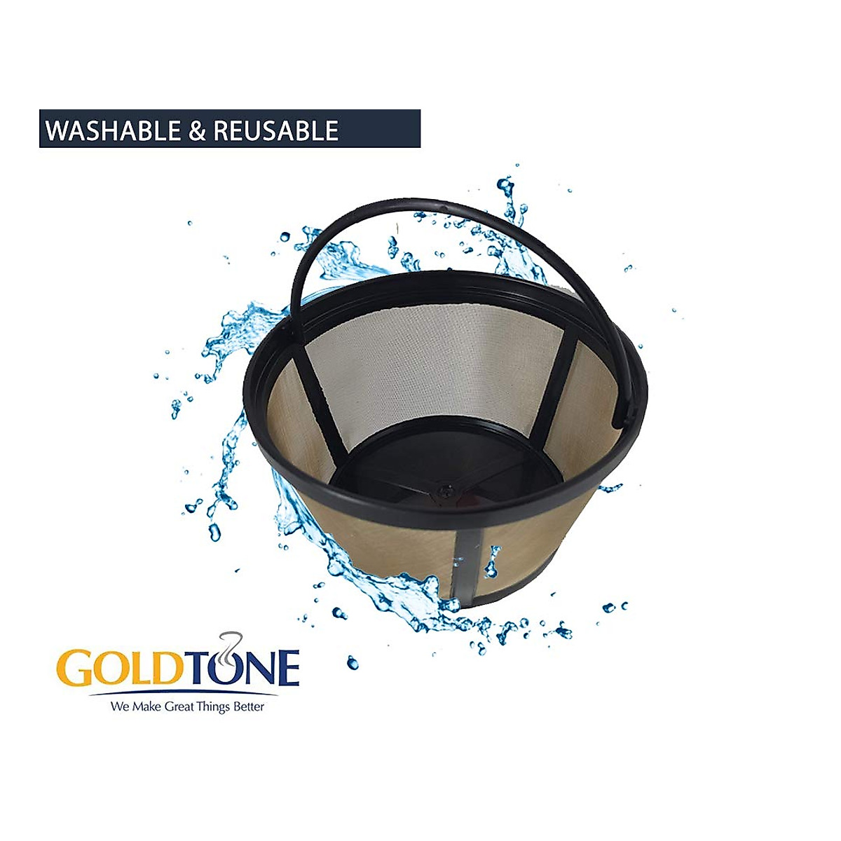 GOLDTONE Reusable 8-12 Cup Coffee Filter Flat-Bottom Basket fits Proctor Silex