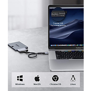 JSAUX SATA to USB C Cable, USB-C 3.1 to 2.5” SATA III Hard Driver Adapter Aluminum Shell External Converter for SSD/HDD Data Transfer-Grey