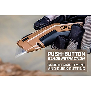 Spec Ops Tools Utility Knife with Retractable Blade, Includes 5 Extra Blades in Handle Storage