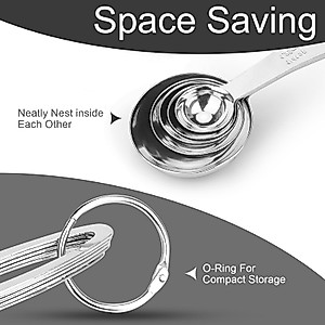 5pcs Measuring Spoon Set, Heavy Duty Stainless Steel Measuring Spoons for Cooking Baking, Tablespoon Teaspoon for Dry or Liquid Ingredients, Fits in Spice Jar, 1/4 1/2 1 tsp, 1/2 1 tbsp