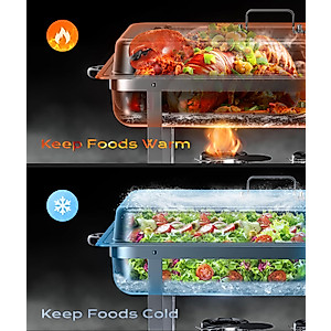 Chafing Dishes for Buffet 2 Pack, [Ultrasonic Mirror Polishing] Chafing Dish Buffet Set 9QT, [Rolled Edge Finger Protection] Buffet Servers and Warmers for Any Party, Wedding, Birthday and Hotel