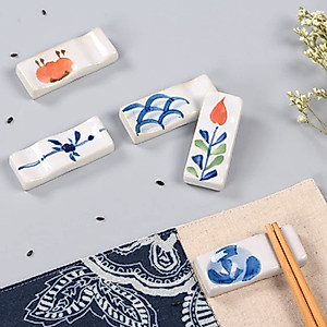 6pcs Ceramic Chopstick Stand Rest Rack Spoon Fork Knife Holder Set