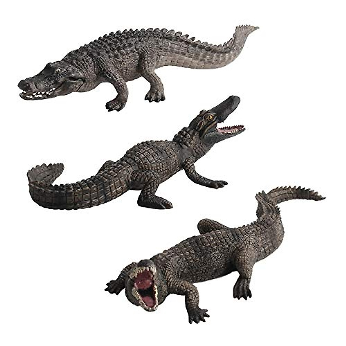 Warmtree Simulated Crocodiles Model Realistic Alligator Figurines Plastic Crocodile Action Figure, Set of 3