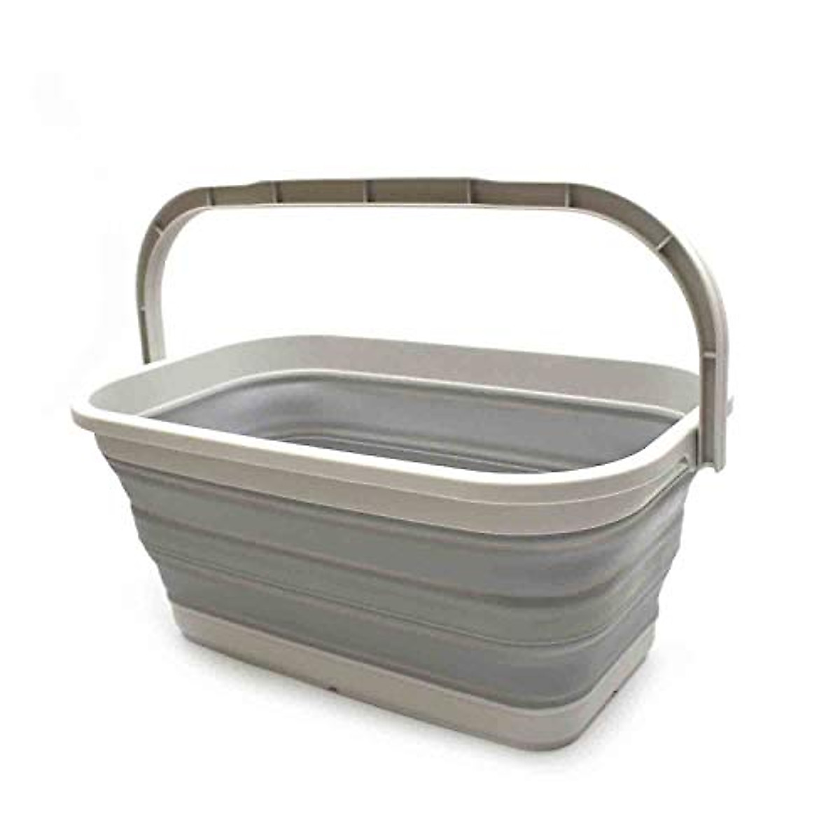 SAMMART 11.6L (3.06 Gallon) Collapsible Rectangular Handy Basket / Bucket (Grey, 1)