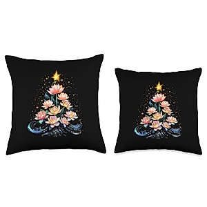 Beautiful Christmas Tree Xmas Star Lights Idea Beautiful Lotus Christmas Tree Xmas Star Lights Throw Pillow, 16x16, Multicolor