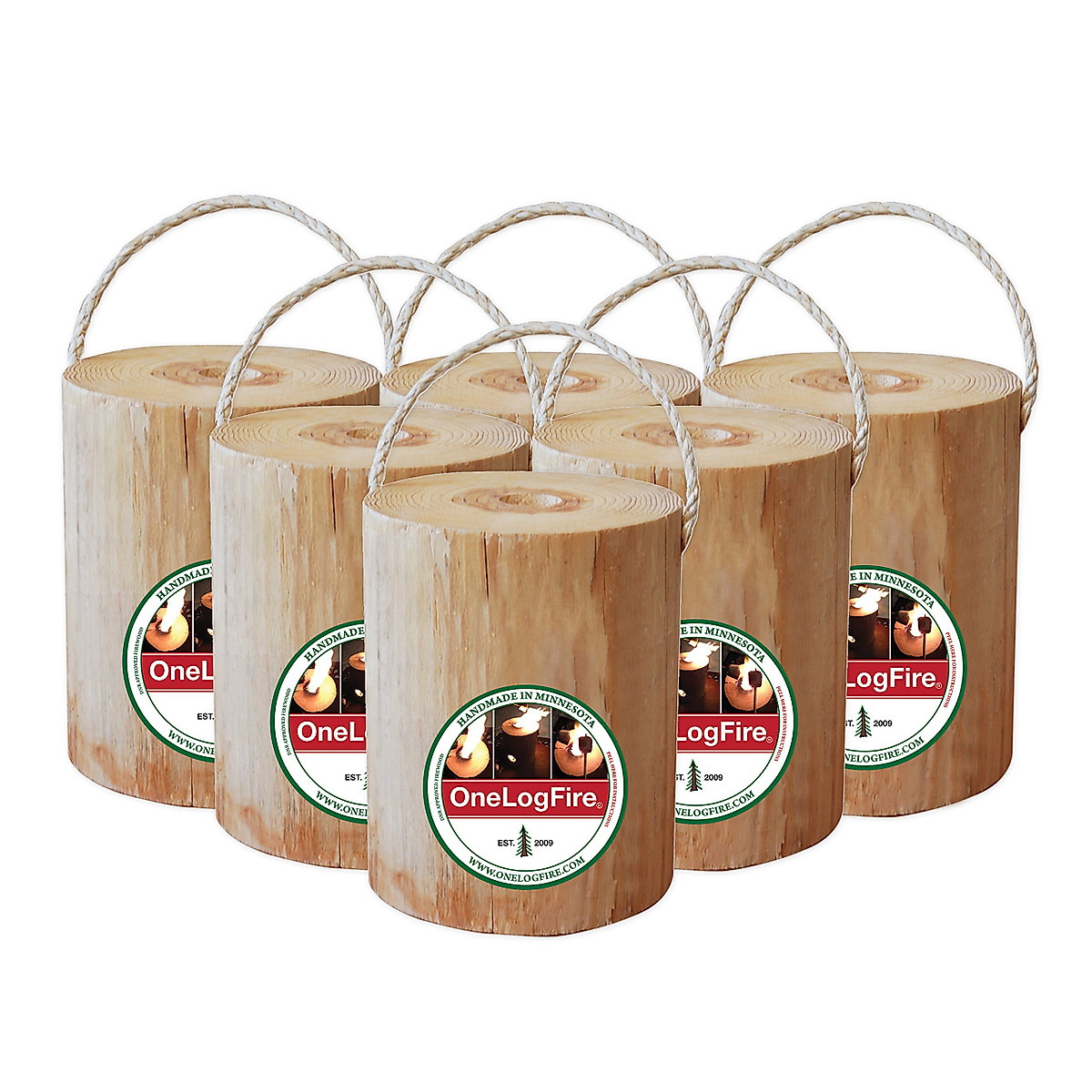 The Original OneLogFire (6) Pack | Swedish Fire Log | Swedish Torch | One Log Campfire | for Outdoor Firepit | Campfire | Bonfires | Fireplace