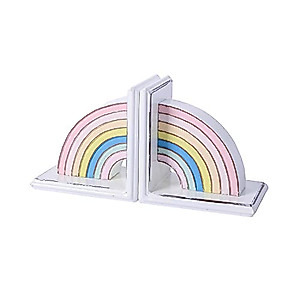NIKKY HOME Metal Rainbow Book Ends Non-Skid Cute Kids Bookends Book Stoppers for Girls Home Children's Room Classroom Nursery Decor, Pack of 2