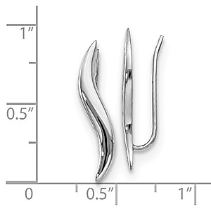 14K White Gold Unique Ear Climber Earrings - 23mm x 3mm