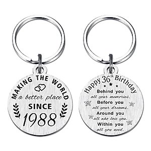 ABNTY 36th Birthday Gifts for Women Men, 36 Year Old Birthday Keychain, Born in 1989 Gifts, 1989 Birthday Decorations