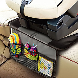 Big Ant Car Seat Protector Nonslip with Mesh Organizer for Infant Baby Cars Seats Waterproof Dog Mat Cover Pad Protects Automotive Vehicle Leather or Cloth Upholstery(Gray)