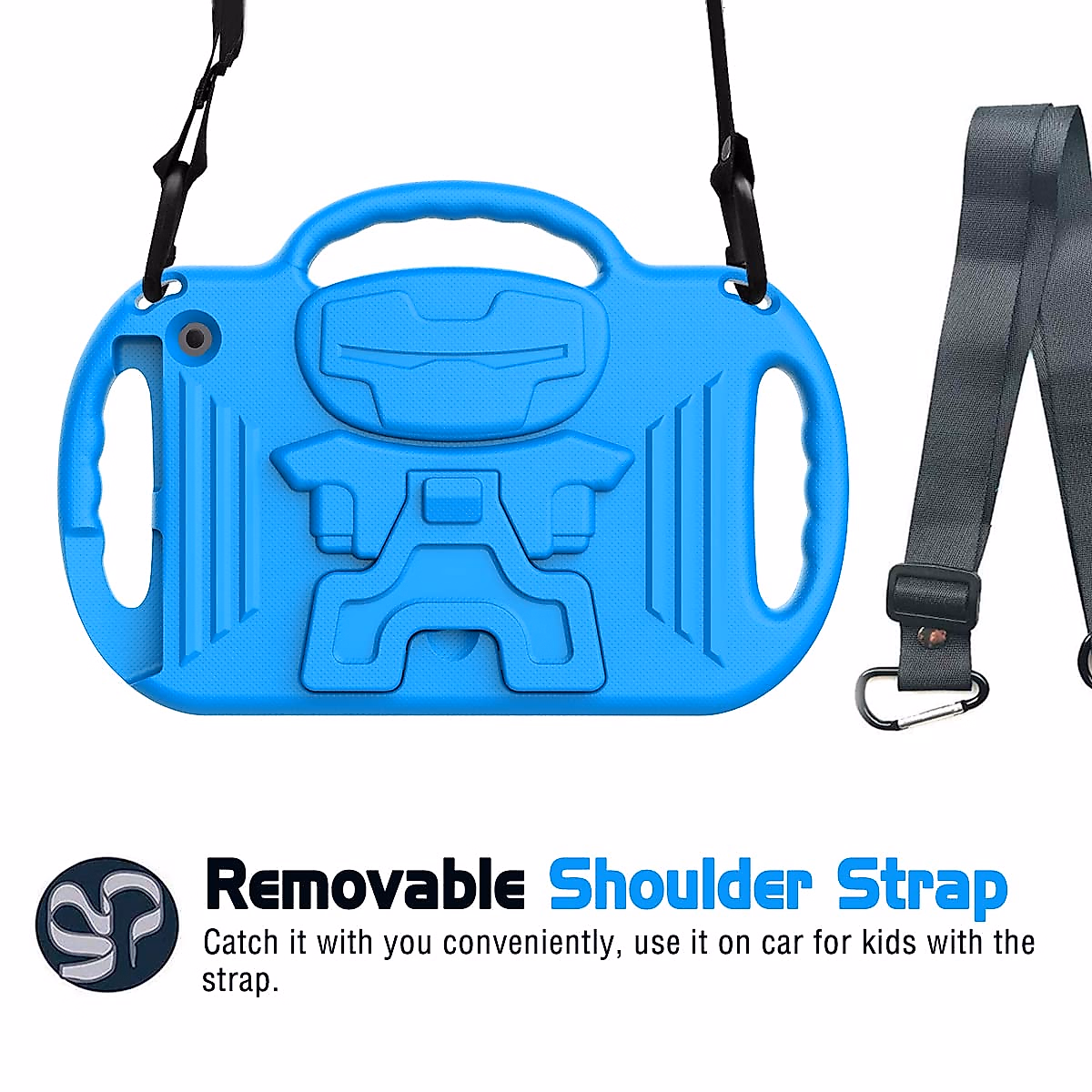 AVAWO Kids Case for Fire HD 10 & Fire HD 10 Plus Latest Model Tablet (13th/11th Generation 2023/2021 Release), with Shoulder Strap, Lightweight Shockproof Handle, Blue