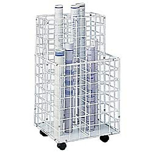 Safco Products 3084 Wire Roll File, 4 Compartments - Heavy-Gauge Steel Rod - Supports Up to 100 Lbs - All-Surface Casters
