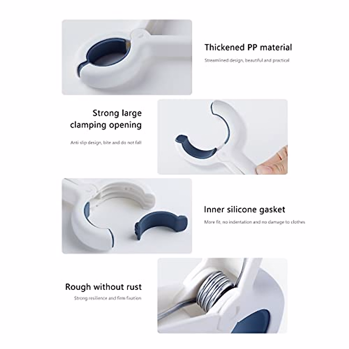 SNOPER 5 PCS Clothespins, Beach Towel Clips, Pool Towel Chair Clips, Towel Clips for Beach Chairs Cruise Lounge Chairs, Towel Holder, Anti-Wind Laundry Clips, White, X-Large