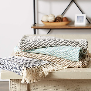 DII Woven Basic Tabletop Collection Chevron Table Runner, 15x72, Gray