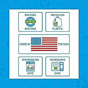 Re Play Made in USA 2pk Toddler Feeding No Spill Sippy Cups with 1 Piece Silicone Easy Clean Valve, BPA Free Eco Friendly Heavyweight Recycled Milk Jugs, Virtually Indestructible, Lime & Sky Blue