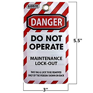 Harrier Hardware Lockout Tagout Tags, 3 x 5.5-inch, OSHA Compliant Lock Out Tags 40-Pack