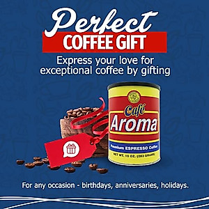 Café Aroma Ground Espresso Roast Coffee, Dark Roast, Cuban Style Coffee, Perfect for Lattes, Blend For Hot & Iced Coffee Creations, 10 oz Can