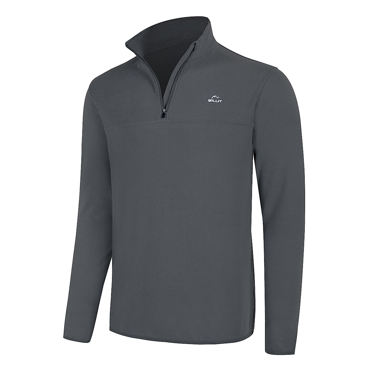 Willit Men's Fleece Golf Pullover Sweaters Quarter-Zip Hiking 1/4 Zip Thermal Jacket Lightweight Gray M