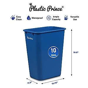 (Set of 2) 40 Quart Trash Can, Black and Blue Plastic Rectangular 10 Gallon Wastebasket for Kitchen Bathroom Office, 40 qt Garbage Can Fits Under Desk Cabinet Sink
