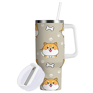 RPLIFE Adorable Cartoon Dogs Sage 40 Oz Tumbler, Stainless Water Bottle, Insulated Coffee Tumbler