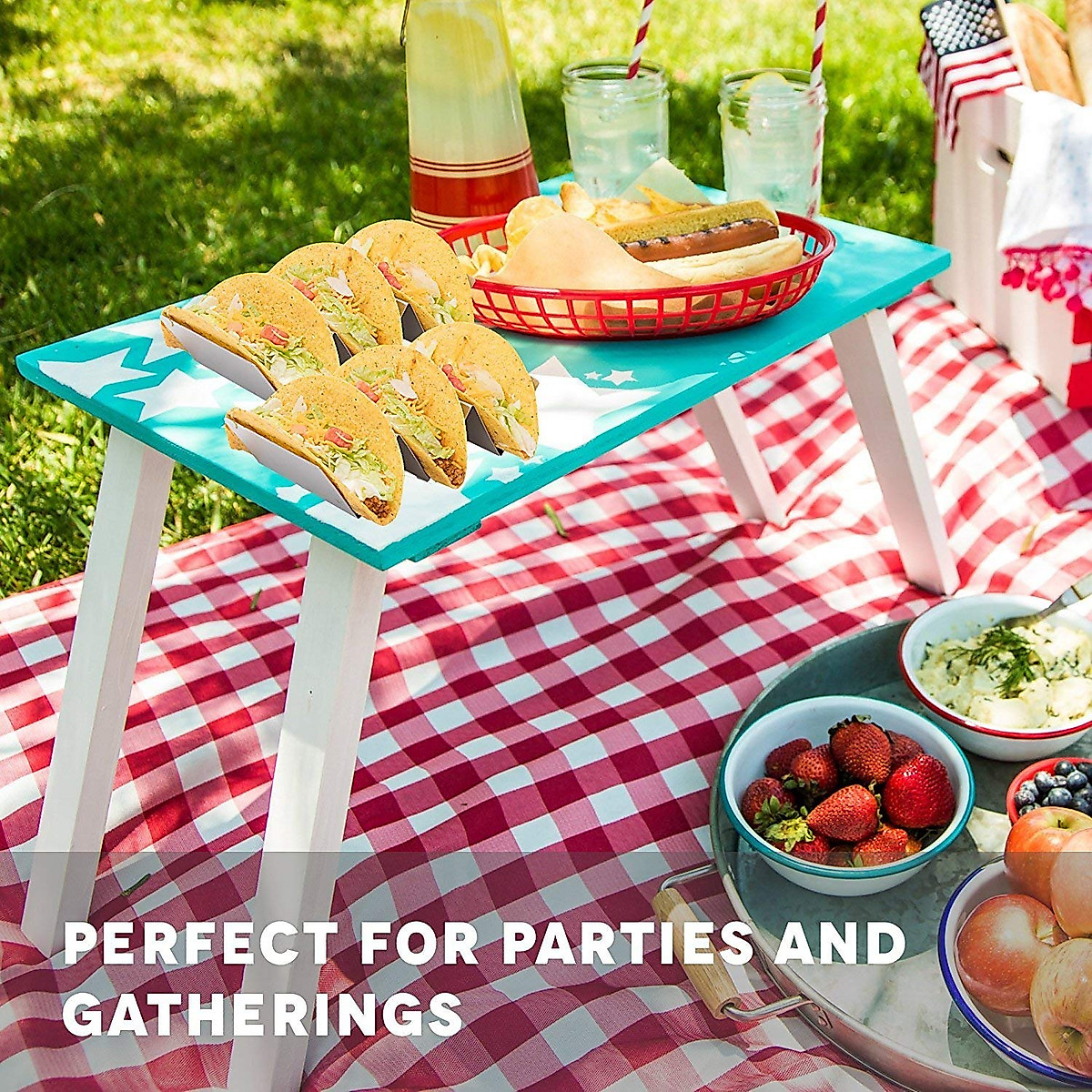 Stainless Taco Holders Stand 3 Tacos Each. Heavy Duty Quality! Taco Shell Holders - Taco Stainless Stand - Taco Baking Rack - Soft Taco Stand & Hard Taco Holder - Taco Shell Tray Tuesday Server (2)