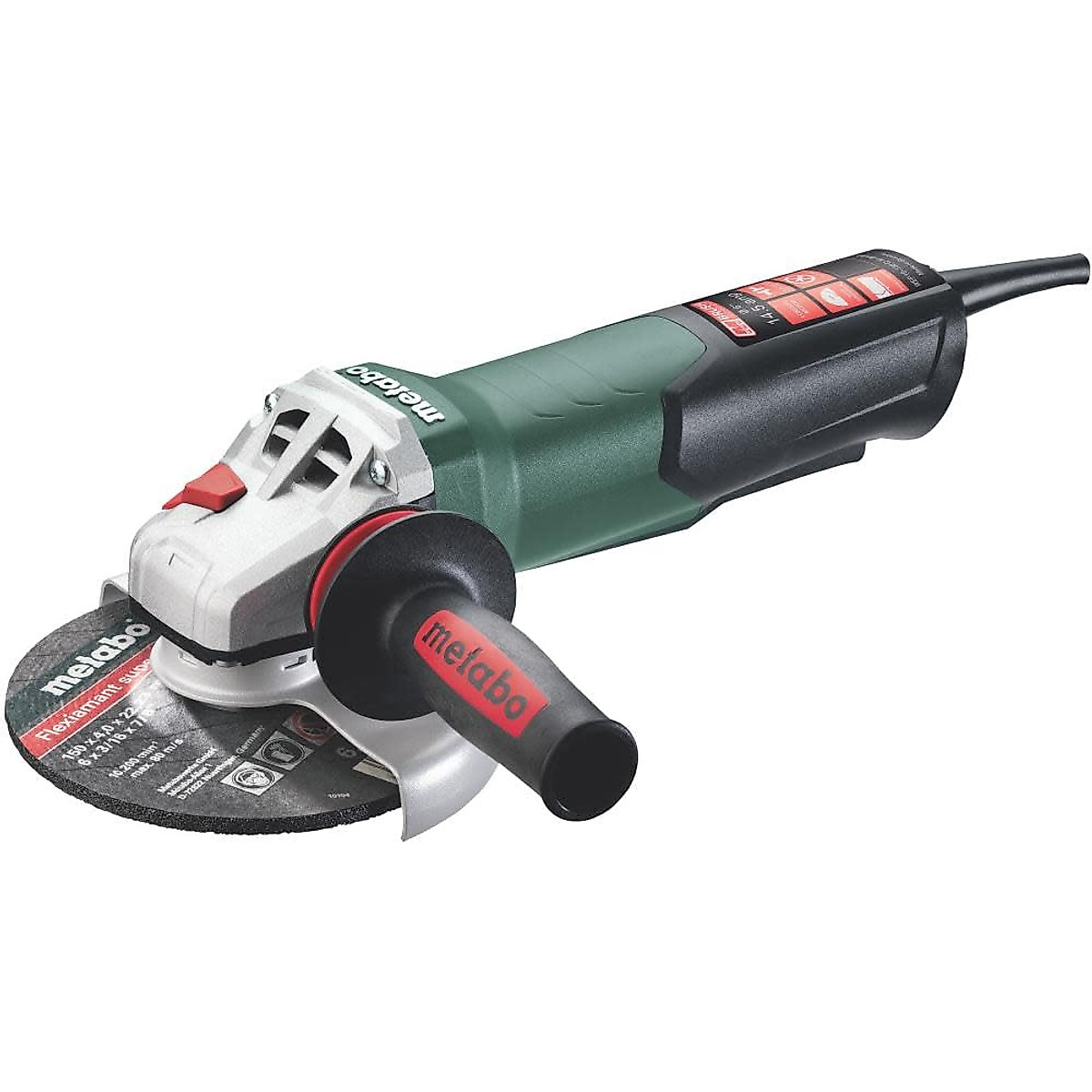 Metabo 6-Inch Angle Grinder, 9,600 RPM, 14.5 Amp, Electronics, Non-locking Paddle Switch, M-Brush, Made in Germany, WEP 19-150 Q M-BRUSH, 613111420, Green
