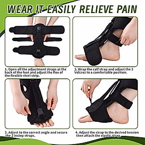 LYGJMYOK 2Pack Plantar Fasciitis Night Splint,Plantar Fasciitis Relief Brace,3 Straps Adjustable Foot Relief Splint for Women&Men,Foot Drop Orthotic Brace Relief Plantar Fasciitis,Achilles Tendonitis