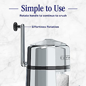 Nuvantee Ice Shaver Snow Cone Machine Manual Ice Crusher Crushes Ice to Your Desired Fineness Stainless Steel, Non-Slip , BPA Free Easy to Use Ice Crusher Hand Crank - Chrome Plated