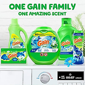 Gain flings! Laundry Detergent Soap Pacs HE Compatible 60 Count Long Lasting Scent Blissful Breeze Scent