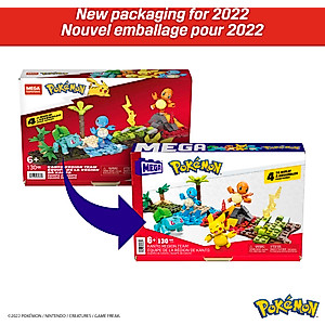 MEGA Pokémon Building Toys Set Kanto Region Team with 130 Pieces, 4 Poseable and Articulated Characters, 2 Inches Tall, for Kids
