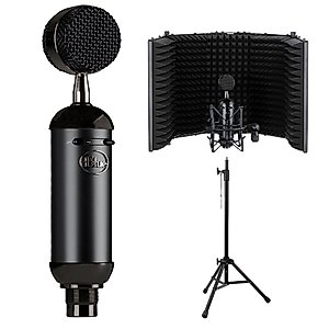 Yeegfeyzz Blue Blackout Spark SL XLR Condenser Microphone with Auray RF-5P-B Reflection Filter and RFMS-580 Reflection Filter Tripod Mic Stand