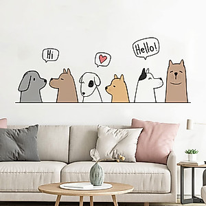 Buer Homie Decals Wall Stickers, Dog Cartoon Animal Decor, Dogs 'Say Hi'