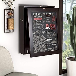 Tangkula Wall Mounted Desk, Floating Desk with Chalkboard, Space Saving Fold Up Wall Convertible Desk, Multi-Function Wall Mounted Table with Storage Shelves & Hooks（No Assembly Required）